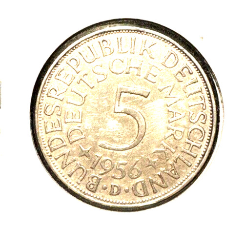Germany 1956 D 5 mark KM 112.1 AU | eBay