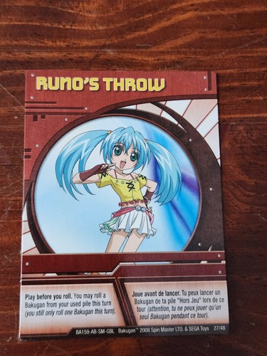 Bakugan Series 1 - 27/48 Red Ability Card - Runo's Throw | eBay