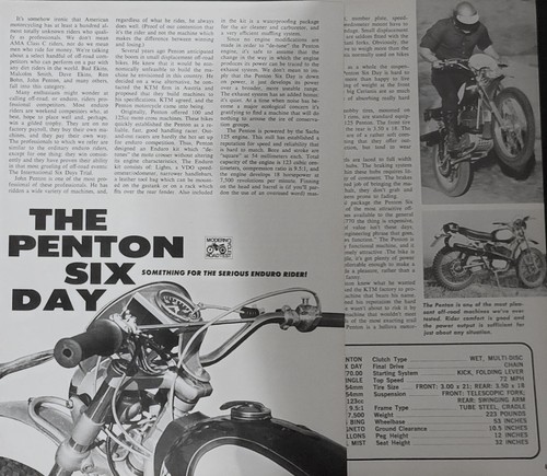 1973 Penton Six Day Motorcycle 3pg test article | eBay