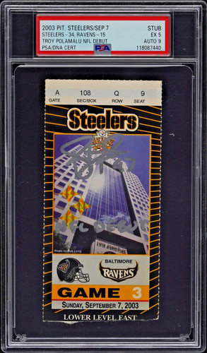 2003 TROY POLAMALU Signed NFL DEBUT TICKET STUB 9/7/03 STEELERS RAVENS ...