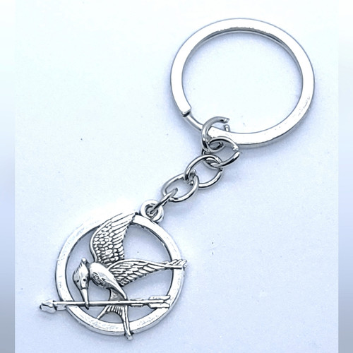 NEW Hunger Games Mockingjay Silver Keychain Backpack Bag Charm Keyring ...