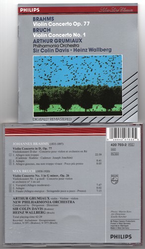 Bruch, Brahms: Violin Concertos / Grumiaux, Davis by Arthur Grumiaux ...