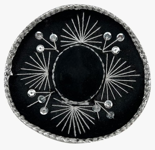 Authentic Made Mexico Mariachi Blk Hat w/ Silver Stitching Mini ...