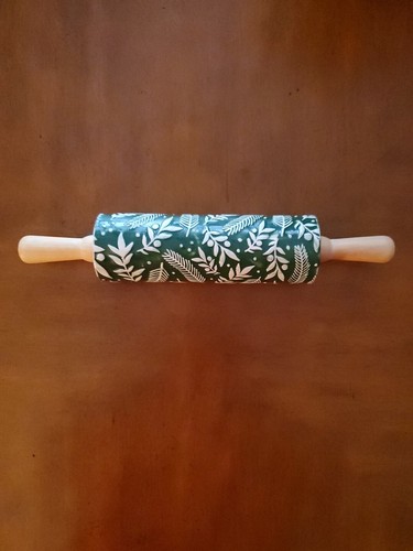 Vintage Floral Ceramic Rolling Pin W/ Wood Handles Kitchen Baking Tool ...