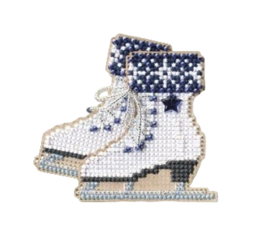 Ice Skates Skating Winter Fun Beaded Cross Stitch Magnet Ornament Kit ...