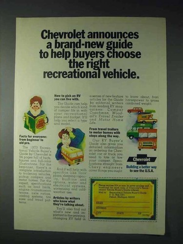 1973 Chevrolet RV Ad - Right Recreational Vehicle | eBay