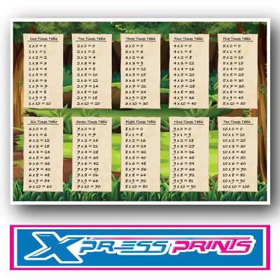 TIMES TABLE POSTER - WALL CHART - A4 | Grelly UK