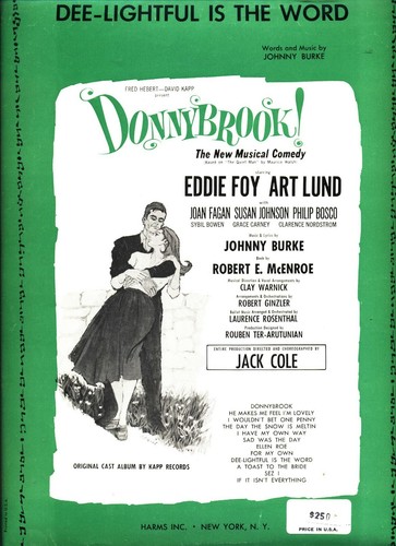 DEE-LIGHTFUL IS THE WORD SHEET MUSIC DONNYBROOK PIANO/V/GUITAR/CHORDS ...
