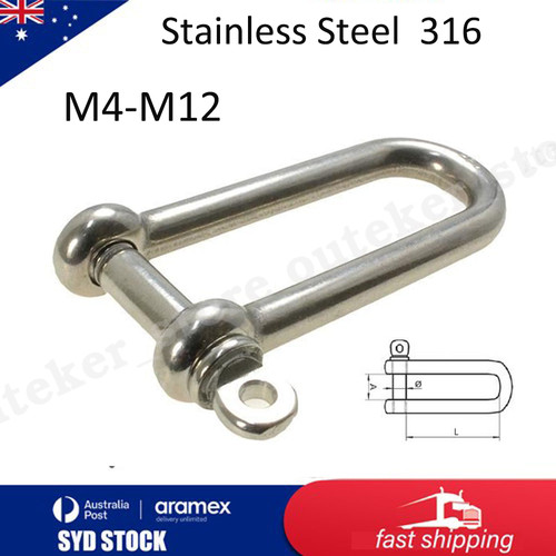 New M4 M5 M6 M8 M10 M12 Marine Grade 316 Stainless Steel Long D Shackle ...