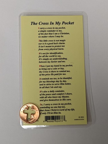 The Cross In My Pocket LAMINATED poem card with a cut out penny cross ...