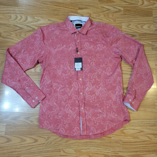 New Eight X Premium by Buckle Shirt Mens XXL Slim Fit Pink Paisley Long ...