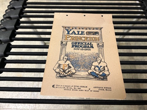 orig. 1905 YALE v PRINCETON football game program cover 6 X 8 1/2 ...