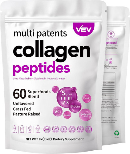 Multi Collagen Peptides Powder, 1 Lb – Type I, II, III, V, X ...