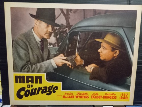 Lobby Card 1943 MAN OF COURAGE mob boss Lyle Talbot gets gun from ...
