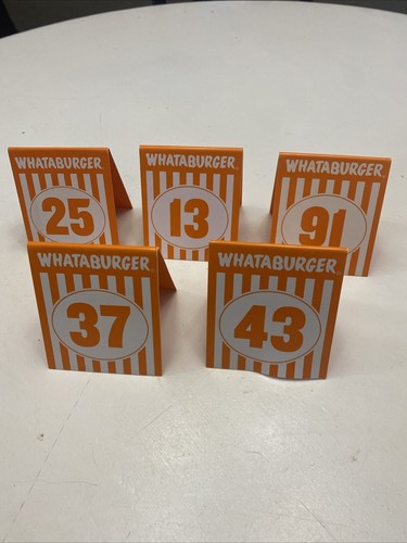 5 Whataburger Table Number Tents - 25, 13, 91, 37, 43 | eBay