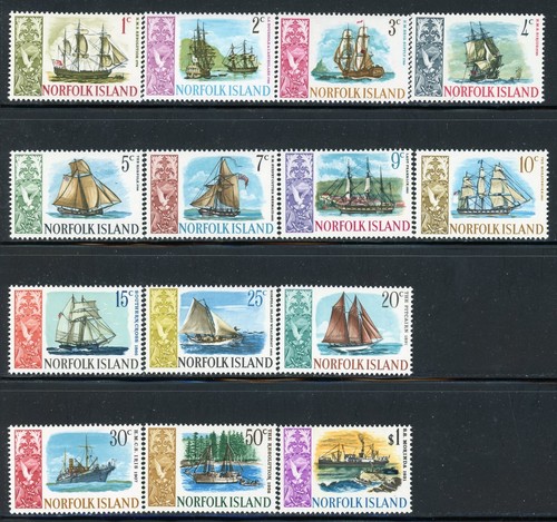 NORFOLK ISLAND 100-13 SG77-90 MH 1967-68 Ships Definitive set of 14 CV ...