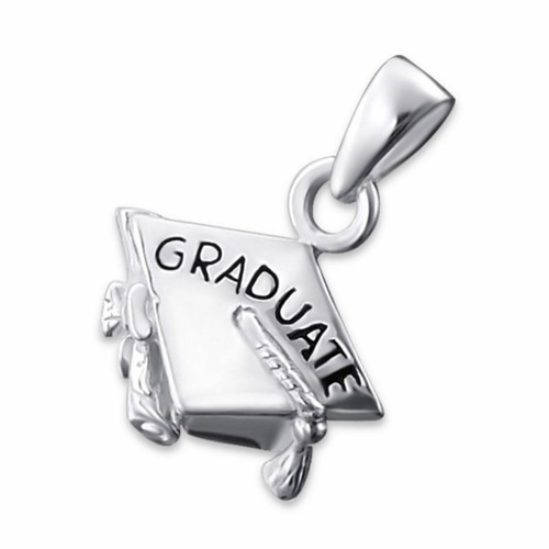 Silvadore GRADUATION CAP Scroll 925 Sterling Silver Pendant for Chain ...