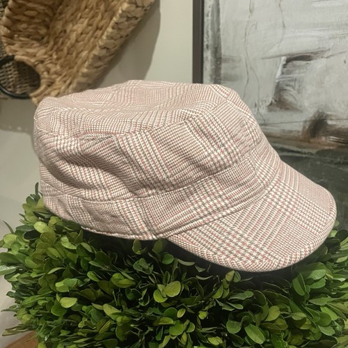 Retro Newsboy Style Cap - Pink Tan Plaid Y2K 90s Elastic Back Hat Bratz ...