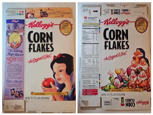 2001 Kellogg's CORN FLAKES DISNEY'S SNOW WHITE Seven Dwarfs Double Side ...