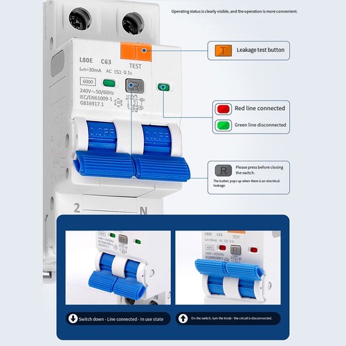 FI Circuit Breaker 6kA Breaking Capacity Compact Design For AC Systems ...