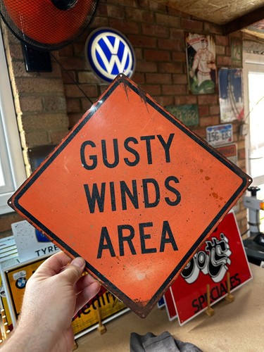 Gusty Winds Area Warning Sign Rusty Weathered Worn Funny Mancave Bar ...