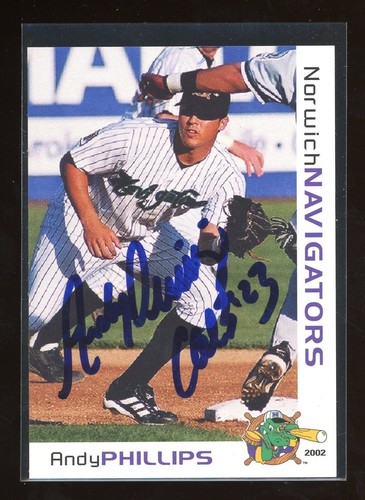 2002 Norwich Navigators ANDY PHILLIPS Signed Card autograph auto ...