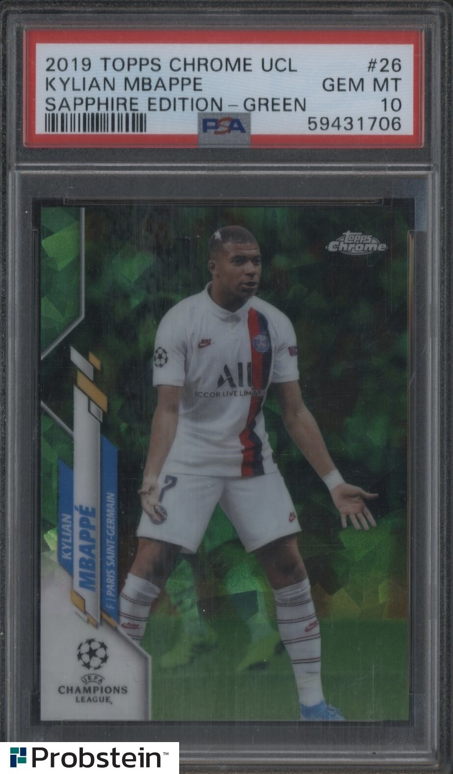 Kylian Mbappe 2019 Topps Chrome UEFA Champions League Sapphire Edition ...