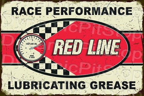 Red Line Grease Rustic Tin Metal Sign Workshop Garage Australian made ...