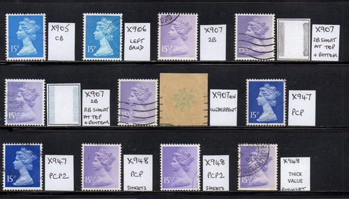 X Series 15p Machin Collection/Varieties ( X905, X906, X907, X947, X948 ...