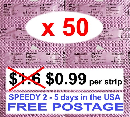 50 Abbott Keto Test Strip FreeStyle For Precision Xtra Optium Blood May ...
