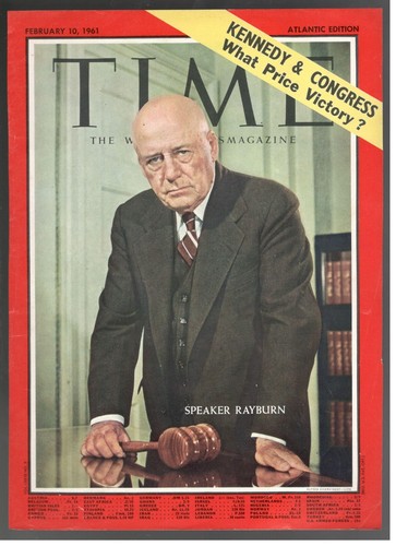 Sam Rayburn Speaker Time Cover 1961 Original 1 Page Samuel Taliaferro ...