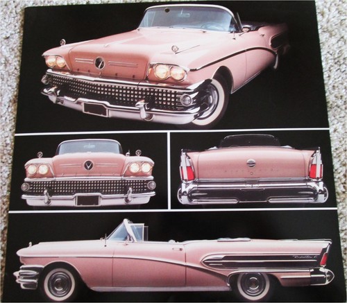 1958 Buick Roadmaster convertible car print (pink, no top) | eBay