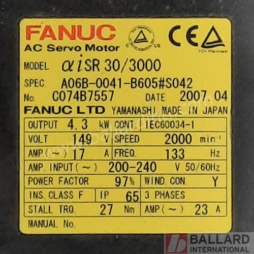 FANUC A06B-0041-B605#S042 aiSR 30/3000 Servo Motor | eBay