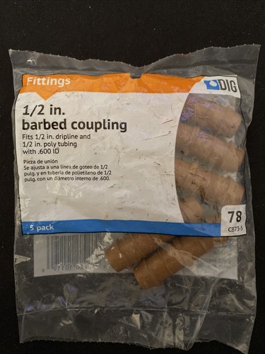 Coupling Drip Irrigation Fittings 1/2” Barbed Drip Line Coupler (1) 5 ...