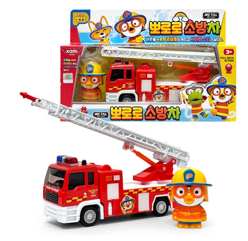 Kami Pororo Fire Engine Pull back Car Mini Figure Light & Sound Metal ...