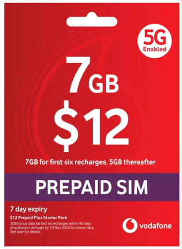 Vodafone $12 Prepaid Mobile SIM Card, Starter Pack, 4G 5G, Nano, Micro ...
