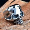 Mens Stainless Steel Jawless Skull Biker Ring Gothic Silver Rocker Band ...