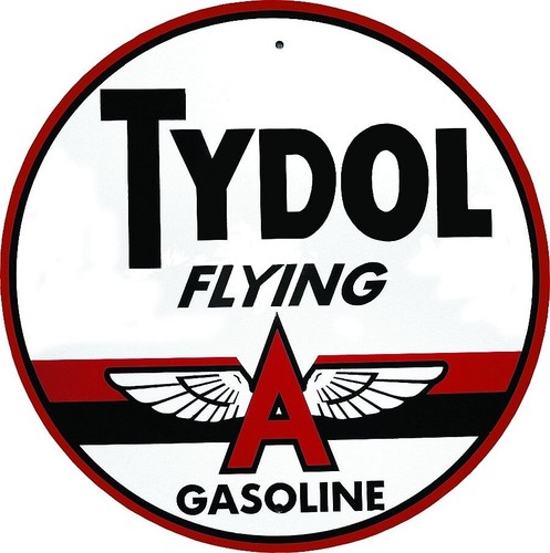 Tydol Flying A Gas 24" Round Embossed Tin Metal Sign | eBay