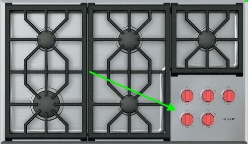 Wolf CG365P/S Professional Crimson Red Knob Set | 36 Inch Gas Cooktop ...