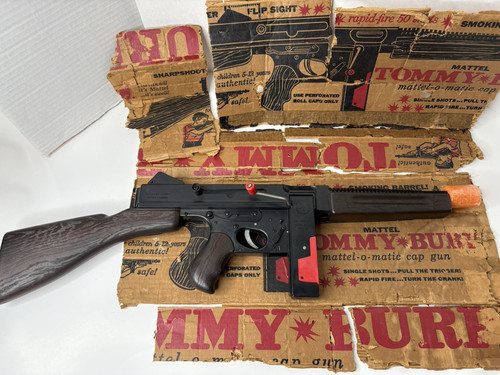 Rare Vtg Mattel Toys Burp submachine gun Crank 1960s USA Made Tommy Gun ...