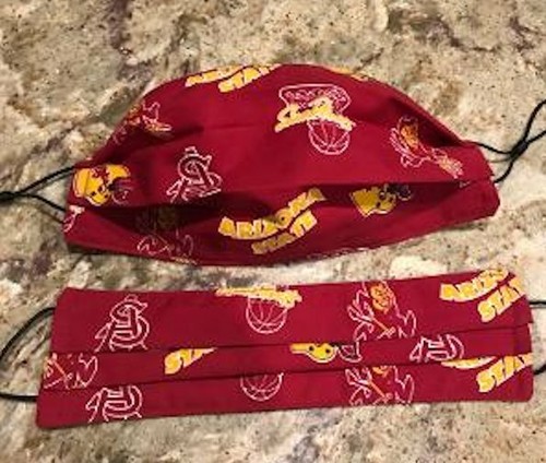 ASU ARIZONA STATE UNIVERSITY SUN DEVIL FABRIC MASK MASKS MAROON ...