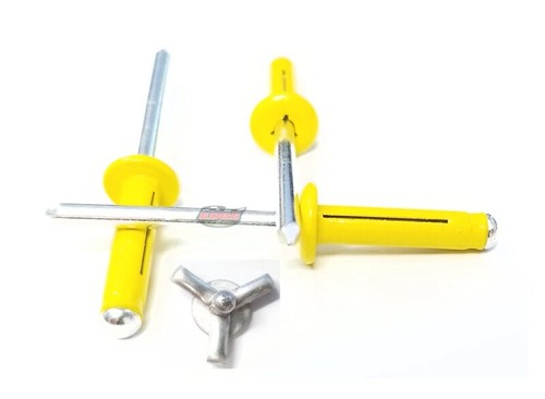 Yellow 3/16" Small Head Tri-Fold Exploding Aluminum Mandrel Pop Rivets ...