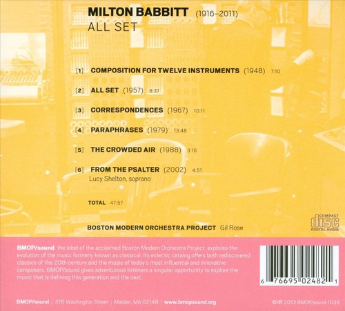 LUCY SHELTON / BMOP / GIL ROSE MILTON BABBITT: ALL SET NEW CD ...