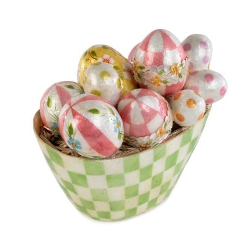 MacKENZIE CHILDS EASTER SPRING PASTEL ROYAL EGG CAPIZ ARRANGEMENT BNIB ...