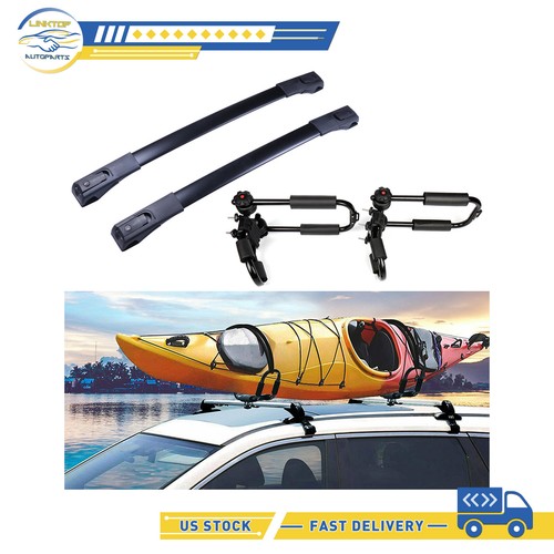 For 2013-2018 Toyota RAV4 Roof Rack Cross Bars Black+Kayak Surfboard ...