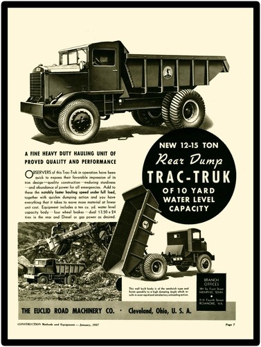 1937 Euclid Trac Truk NEW Metal Sign - 24" x 30" USA STEEL XL Size - 7 ...