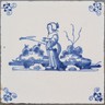 Dutch Delft Blue tile, shepherd and sheep in a landscape, circa 1700 ...