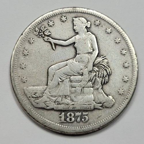 1875 S $1 Trade Silver Dollar Circulated US Type Coin Nice 90% Silver ...