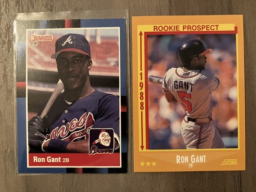 Ron Gant 2 Card Rookie Lot. 1988 Donruss & Score Rookie Cards RC ...