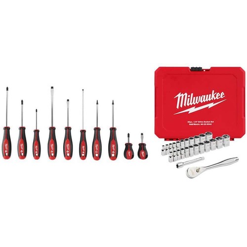 Milwaukee Screwdriver Set Hand Tool Combination Red w/ Magnetic Tips ...